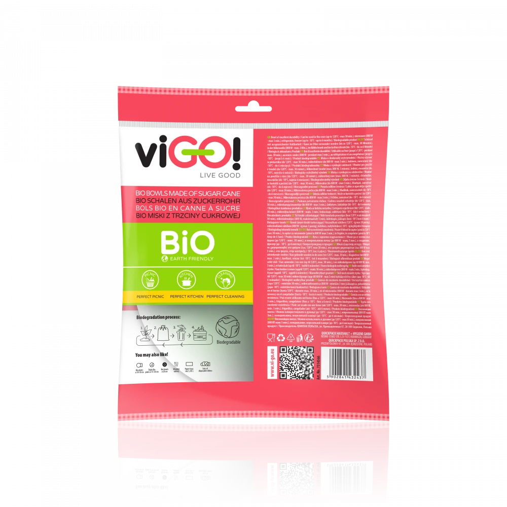 viGO! Bio Miseczki z trzciny cukrowej 500ml 6 sztuk