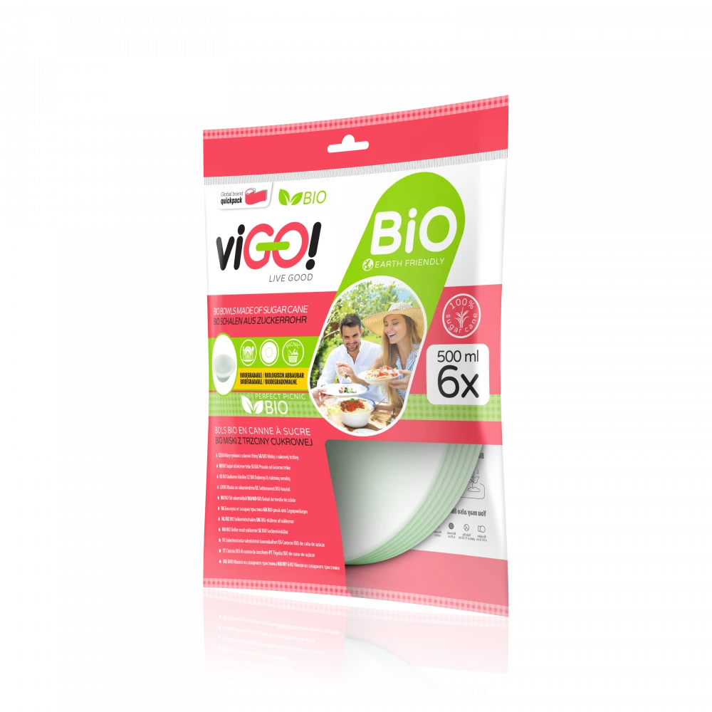 viGO! Bio Miseczki z trzciny cukrowej 500ml 6 sztuk