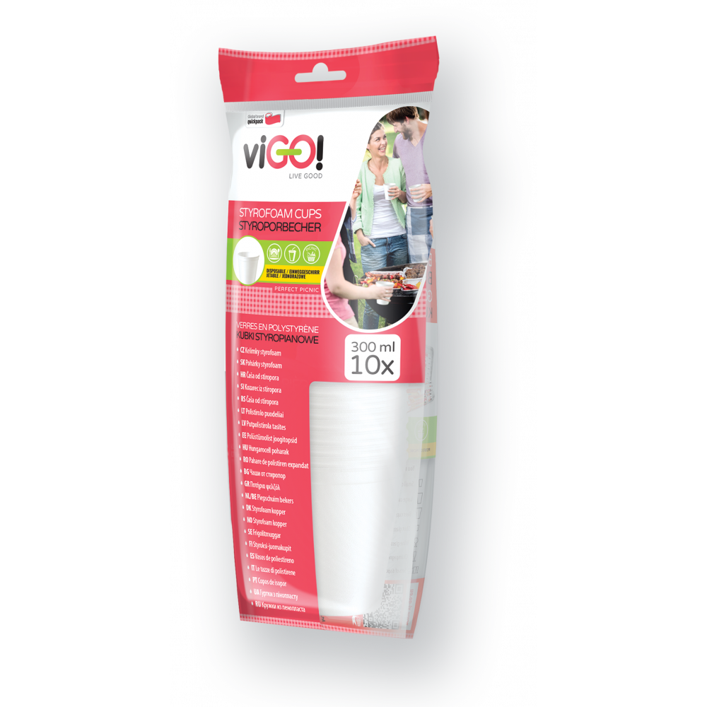 viGO! Styrofoam cups 300 ml - 10 pcs